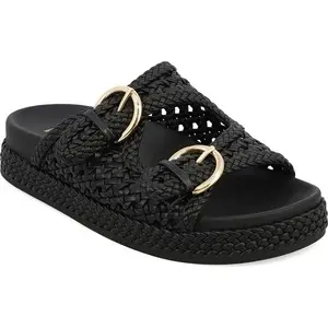Mia Braided Buckle Strap Platform Sandals - Black