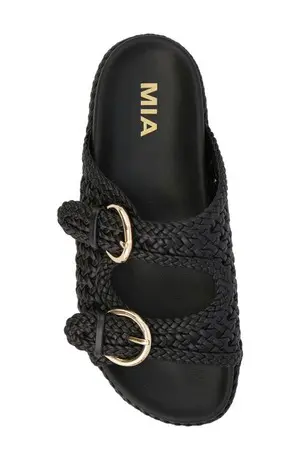 Mia Braided Buckle Strap Platform Sandals - Black