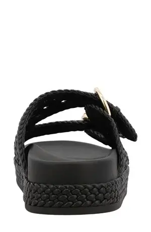 Mia Braided Buckle Strap Platform Sandals - Black