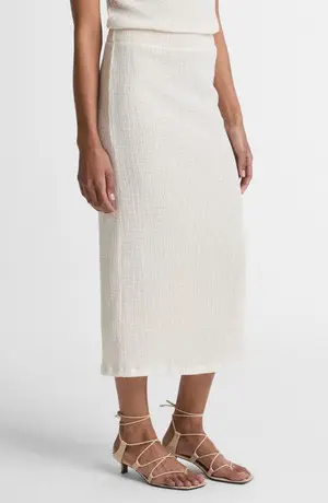 Vince Grid Textured Midi Skirt - Chalk