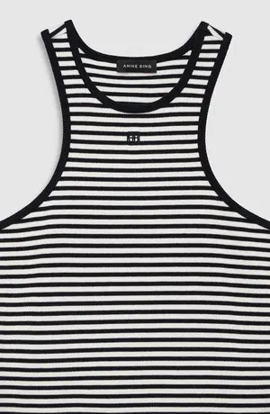 ANINE BING Cole Mini Dress - White/black