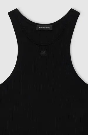 ANINE BING Cole Ribbed Tank Top - Black