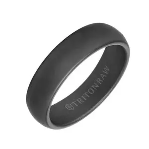 TRITON 6mm Tungsten Ring With Dome Profile And Rolled Edge - Black