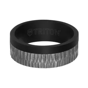 TRITON 8mm Tantalum Ring With Asymmetrical Inlay