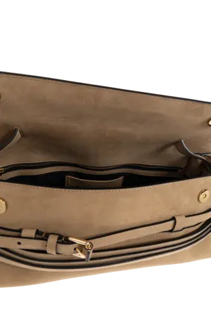 Moschino Suede Handbag With Tie Detail - Beige