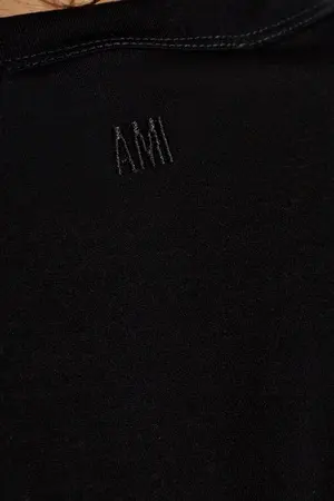 AMI Paris T-shirt With Embroidered Logo - Black