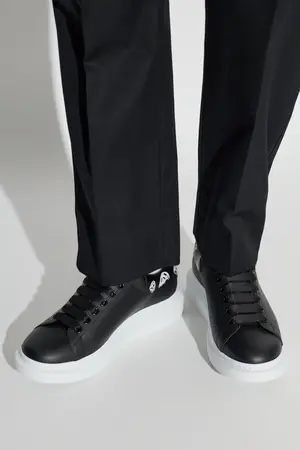 Alexander McQueen Leather Sneakers With Logo - Black