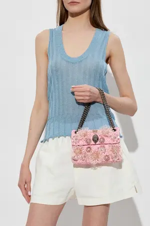 Kurt Geiger Raffia Mini Kensington Shoulder Bag - Pink
