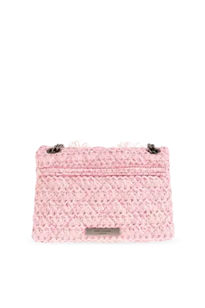 Kurt Geiger Raffia Mini Kensington Shoulder Bag - Pink