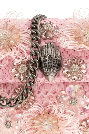 Kurt Geiger Raffia Mini Kensington Shoulder Bag - Pink
