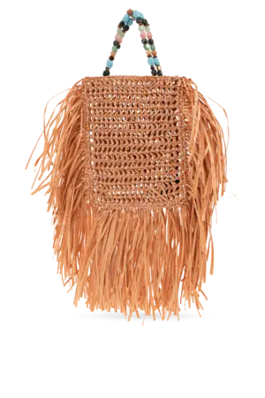 Kurt Geiger Raffia Handbag With Fringe - Orange