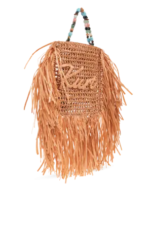Kurt Geiger Raffia Handbag With Fringe - Orange