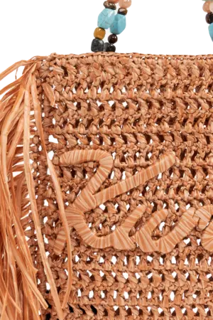 Kurt Geiger Raffia Handbag With Fringe - Orange