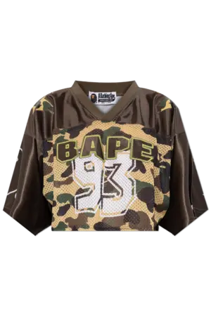 A BATHING APE Cropped T-shirt With Camouflage Print And Logo
