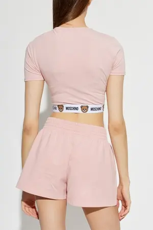 Moschino Cropped Short Sleeve Top - Pink