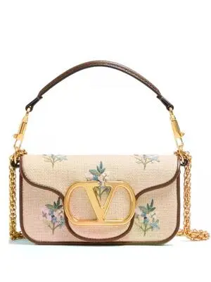 Valentino Garavani Locò Small Embroidered Shoulder Bag - Neutrals