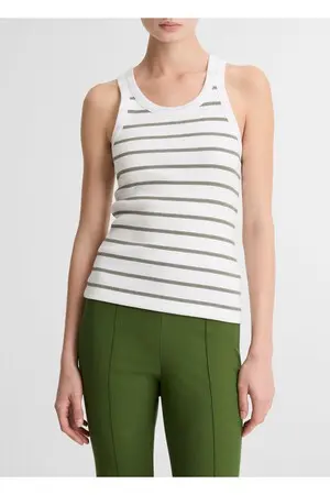 Vince Striped Ribbed Tank - Stripe