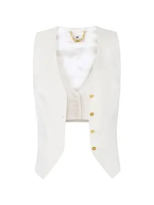 Elisabetta Franchi Linen Blend Button Detailed Vest