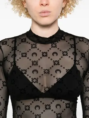 MARINE SERRE Monogram High-neck Top - Black