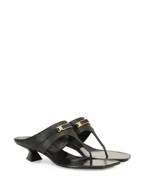 SERGIO ROSSI Leather Thong Heeled Sandals