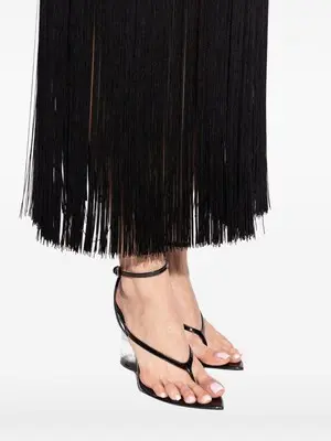 Alaïa Leather Thong Sandals - Black