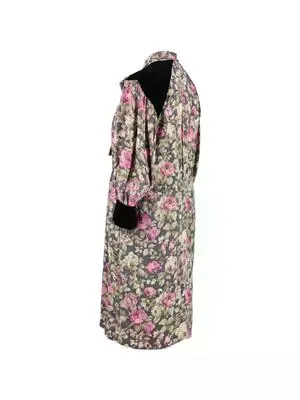 Saint Laurent Floral Velvet Panel Dress