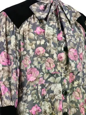 Saint Laurent Floral Velvet Panel Dress