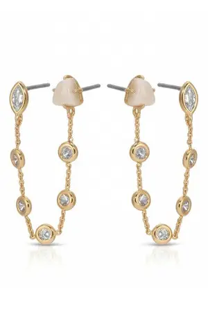 Ettika Light Double Piercing Chain Drop Earrings - Bone