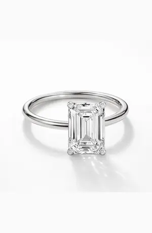 DLORIA Valentina Moissanite 3 Ct. T.w. Emerald Cut Solitaire Ring - Silver