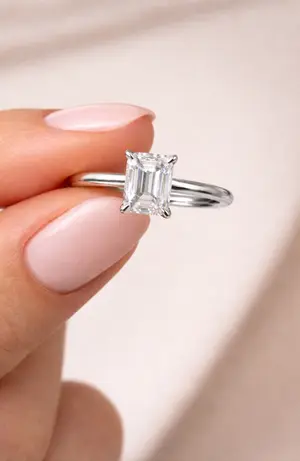 DLORIA Valentina Moissanite 3 Ct. T.w. Emerald Cut Solitaire Ring - Silver