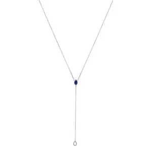 HAUS OF BRILLIANCE Sterling Sapphire And Diamond Y Necklace - Silver