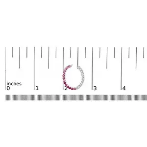 HAUS OF BRILLIANCE Sterling Lab Created Ruby And White Sapphire Hoop Earrings