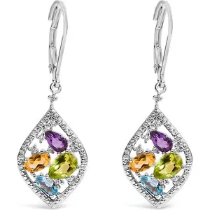 HAUS OF BRILLIANCE Sterling Multi Stone Drop Earrings - Silver