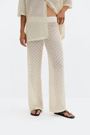 MALINA Alissa Knitted Wide Leg Pants - Cream