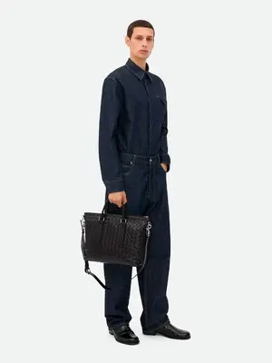 Bottega Veneta Intrecciato Briefcase - Black