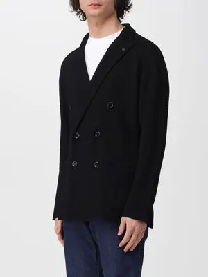 LARDINI Double-breasted Blazer In Cotton And Viscose - Black