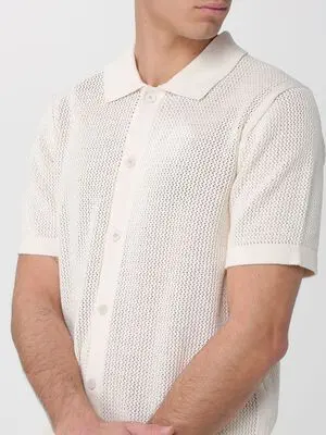 Maison Kitsuné Cotton Blend Short Sleeve Polo Cardigan - Nude