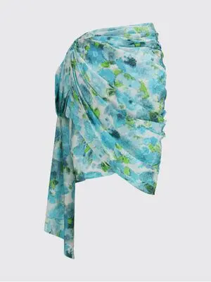 Chloé Printed Silk Pareo Skirt - Gnawed Blue