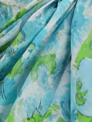 Chloé Printed Silk Pareo Skirt - Gnawed Blue