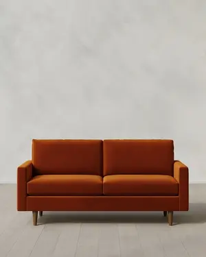 Quince Atlas Midcentury Sofa In Performance Velvet - Rust
