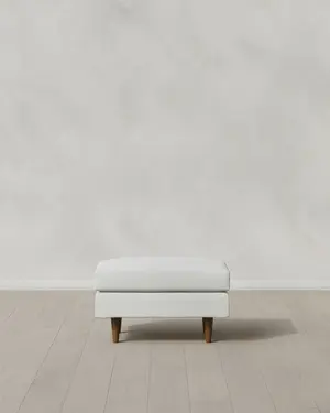 Quince Atlas Midcentury Ottoman In Performance Basketweave Snow