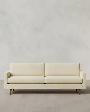 Quince Atlas Midcentury Sofa In Performance Chenille Linen Blend Eggshell