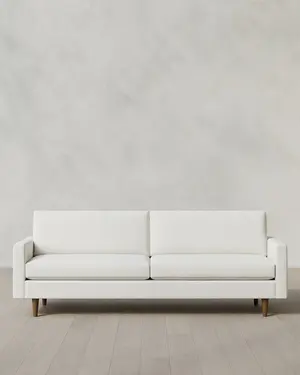 Quince Atlas Midcentury Sofa In Performance Chenille Linen Blend Marshmallow