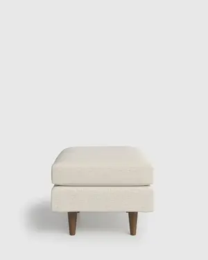 Quince Atlas Midcentury Ottoman In Performance Chenille Linen Blend - Ink