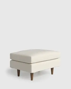 Quince Atlas Midcentury Ottoman In Performance Chenille Linen Blend - Ink