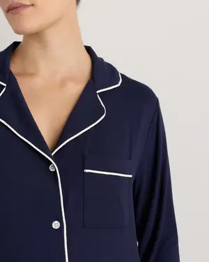 Quince Bamboo Jersey Maternity Long Sleeve Pajama Set - Deep Navy