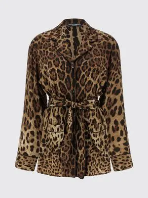 Dolce & Gabbana Leopard Print Belted Shirt - Brown