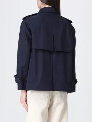 FAY Short Cotton Trench Coat - Navy