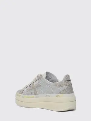 Premiata Claudia Rhinestone Embellished Lace-up Sneakers - Silver