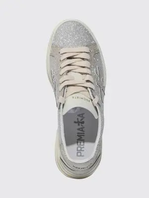 Premiata Claudia Rhinestone Embellished Lace-up Sneakers - Silver
